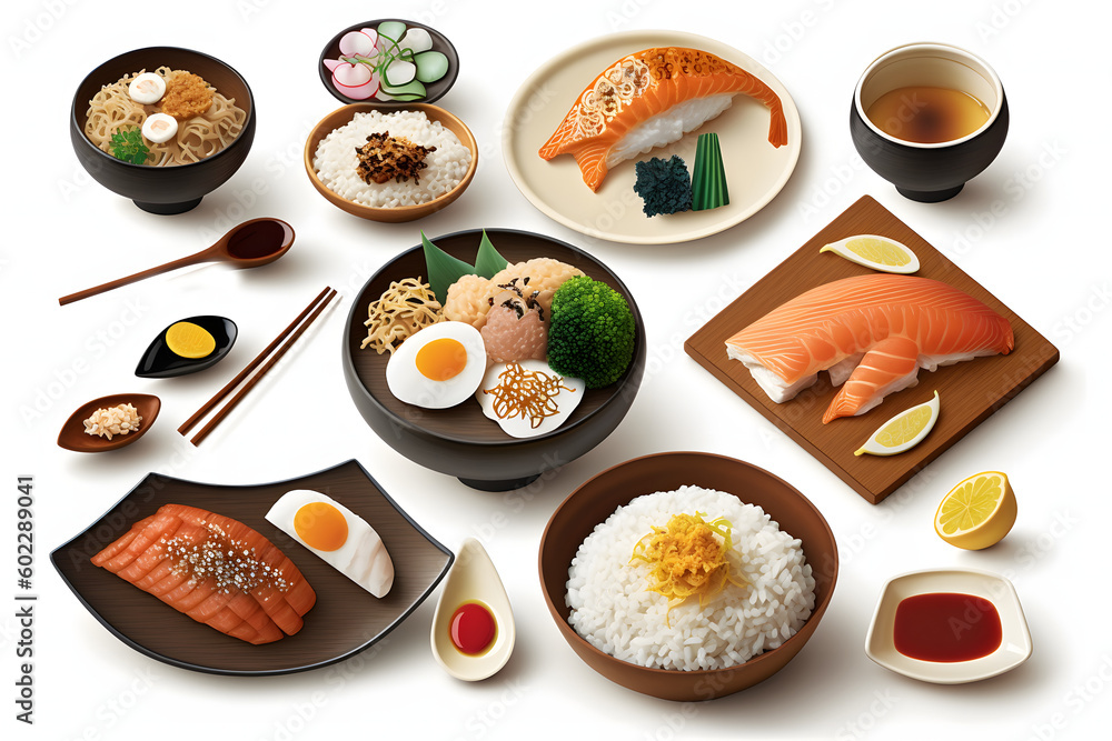 Japan Food Selection, Food background series Stock Illustration | Adobe ...