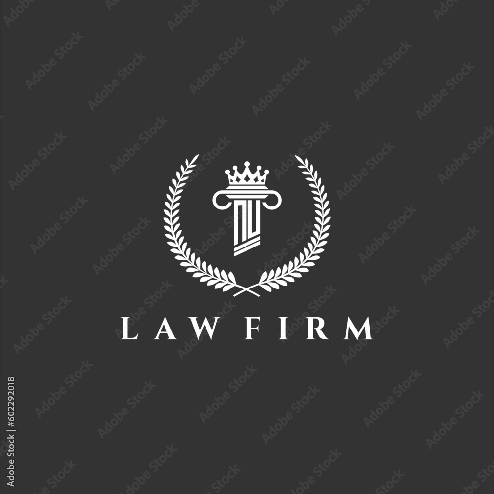 NU letter monogram logo for lawfirm with pillar & crown image design ...