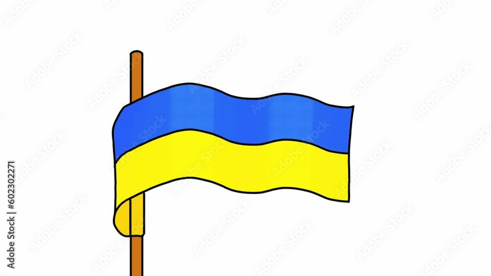 Hand drawn animation cartoon of Ukrainian flag. National symbol of ...