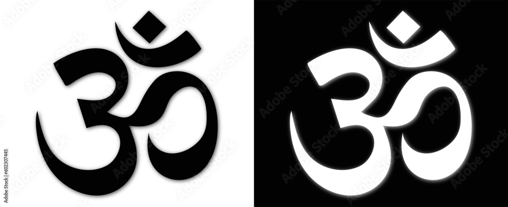 abstract black and white background with black and white om symbol ...