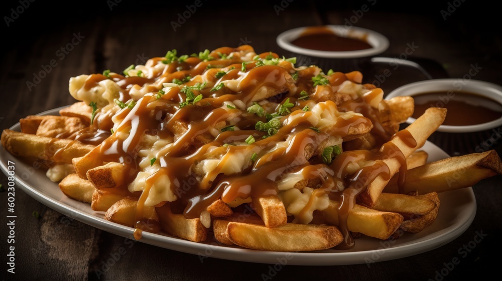 plate of poutine, a traditional Canadian dish, served at a Canada Day ...