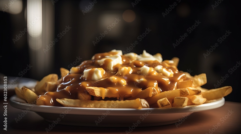 plate of poutine, a traditional Canadian dish, served at a Canada Day ...