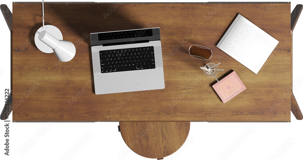 Top view of Office Table with Stool - Office Stock Illustration | Adobe ...