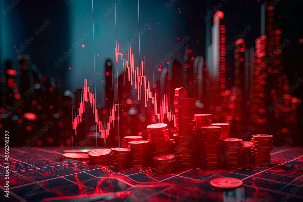 Stock Market Recession and Losses ,downtrend line graph and stock ...