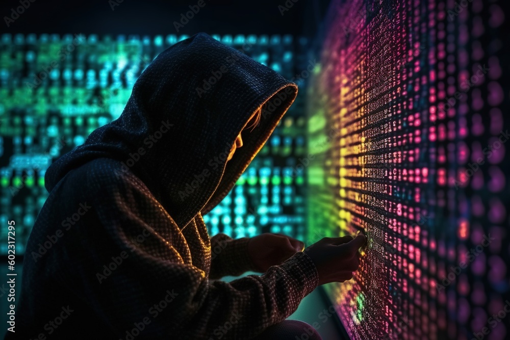 Cybersecurity, computer hacker with hoodie, vulnerability and hacker,coding,malware concept on ...