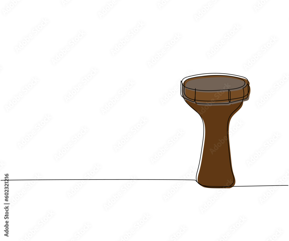 Turkish drum darbuka, Doumbek one line color art. Continuous line ...