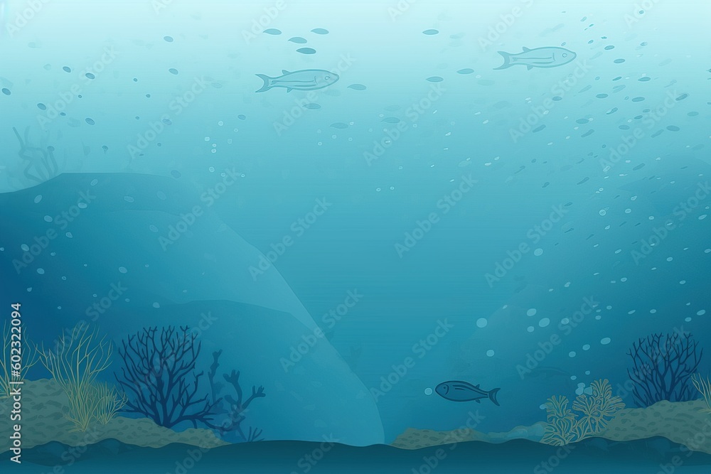 underwater scene depicting a variety of fish and marine life, simple ...