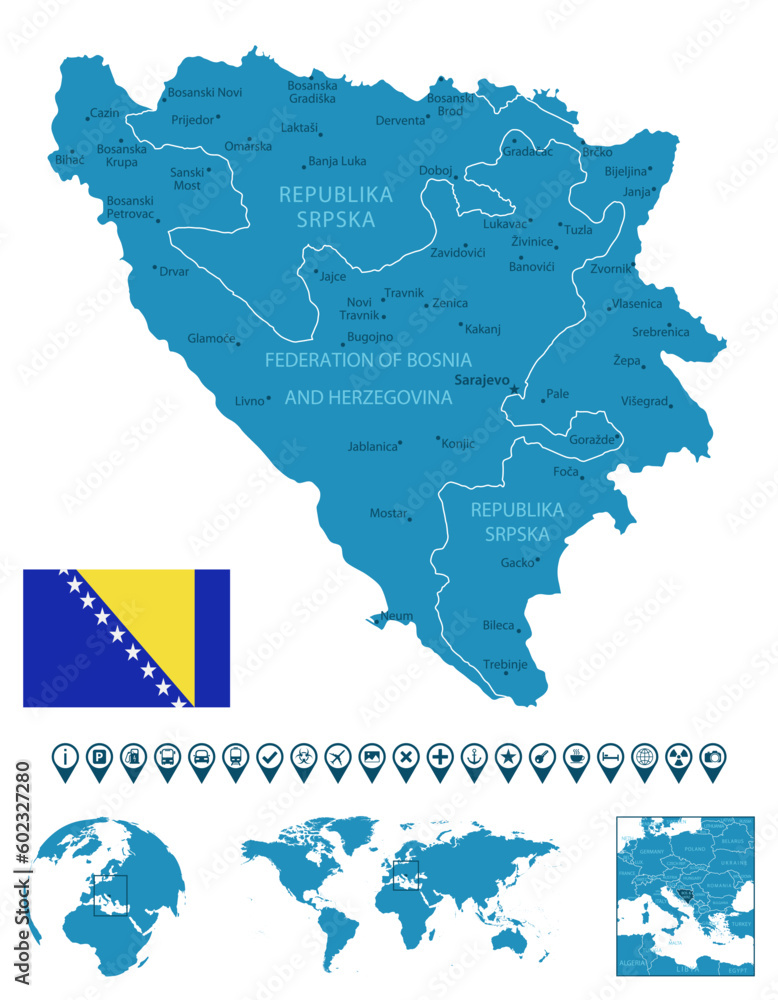 Bosnia and herzegovina world map