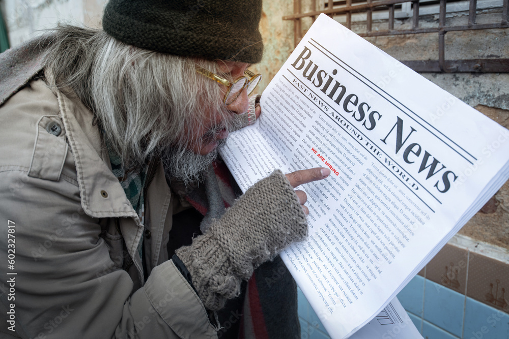 Older homeless people looking for jobs posted in newspapers ...