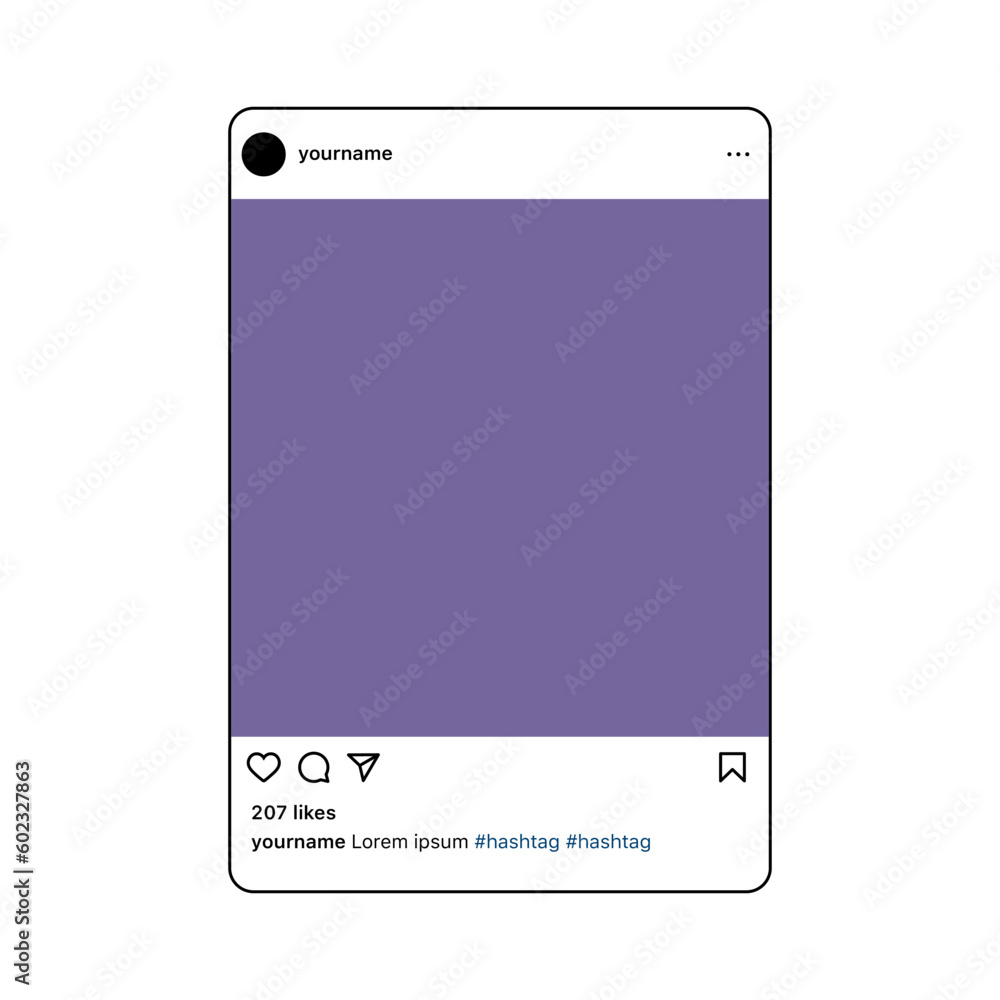 instagram post mockup line retro style frame. social media and social ...