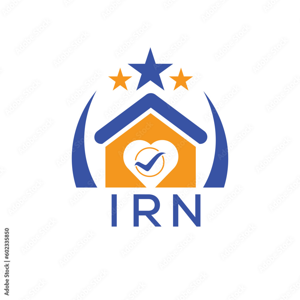 IRN House logo Letter logo and star icon. Blue vector image on white ...
