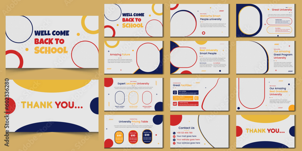 School PowerPoint presentation slide template design education profile ...
