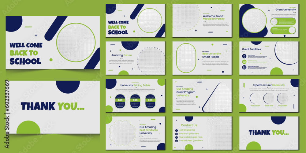 School PowerPoint presentation slide template design education profile ...