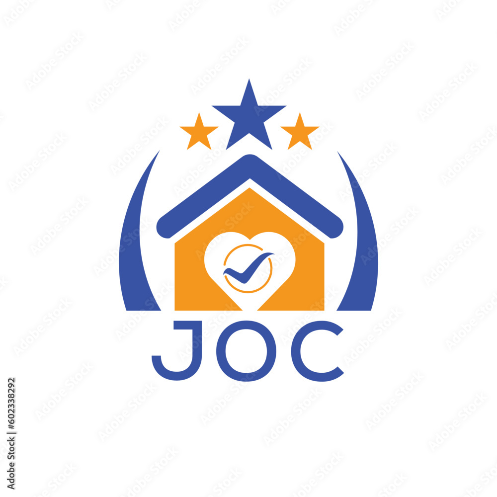 JOC House logo Letter logo and star icon. Blue vector image on white ...