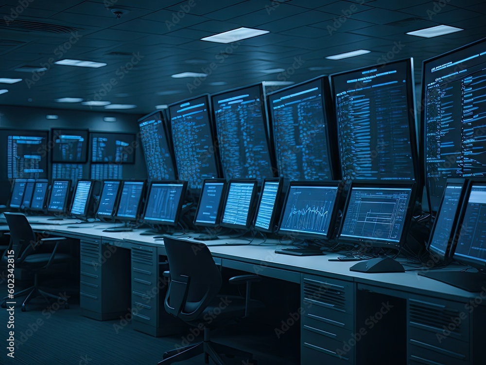 Security Control Room with Multipoke Computer. ai generative Stock ...