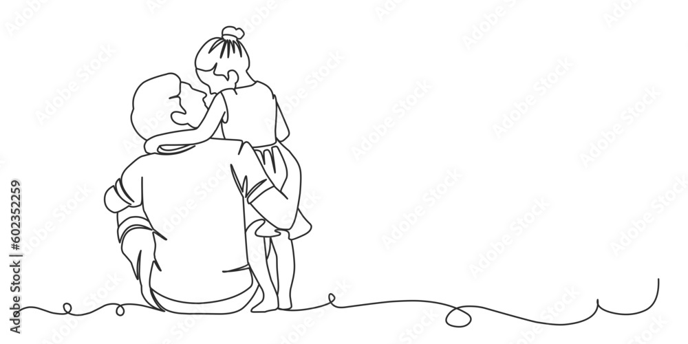 Fathers day line art vector illustration, father and daughter line art ...