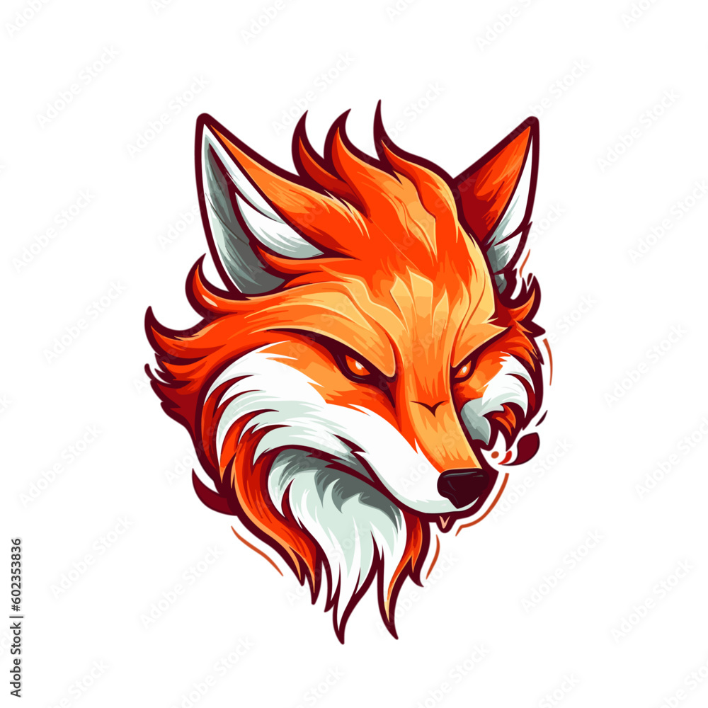 Emblematic Fire Fox Logo: Creative Badge Design for T-Shirt Printing ...