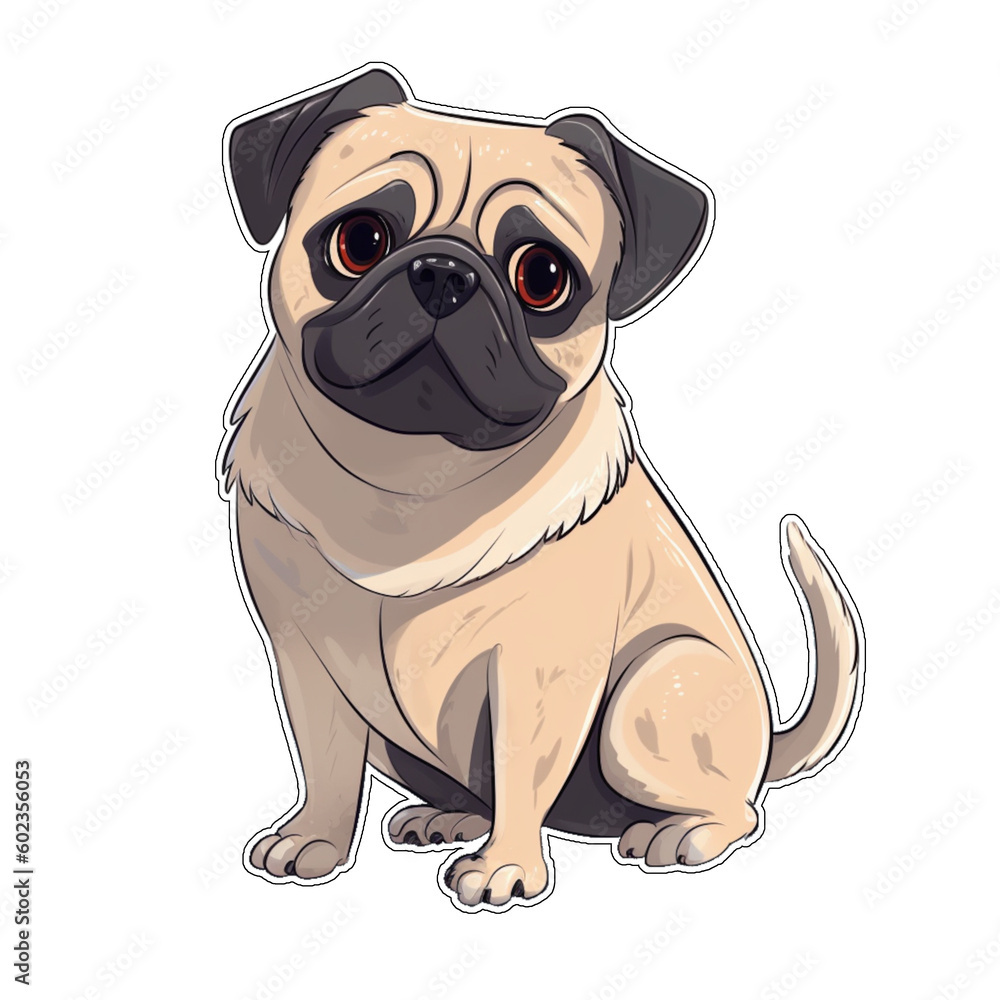 Cute Pug Clipart Cartoony Pug Vector Pug Dog Clipart for Stickers Cute ...