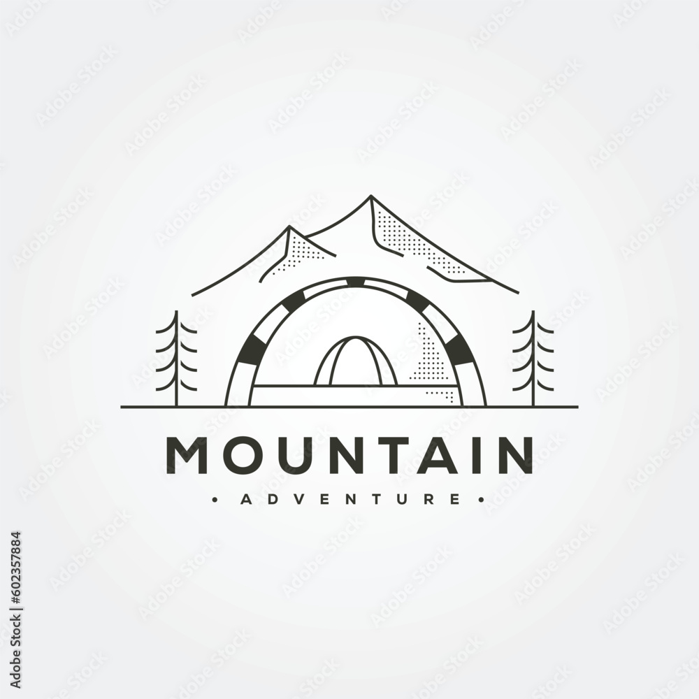 Dome tent outdoor logo vector minimalist illustration design, mountain ...