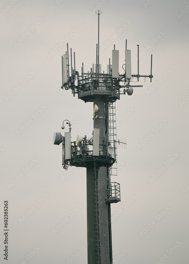 Telecommunication tower. 5g network. Network connection business ...