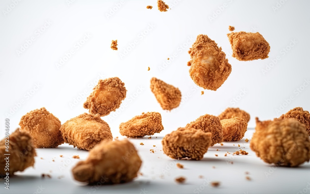 Crispy roasted chicken nuggets isolated on white background Generative ...