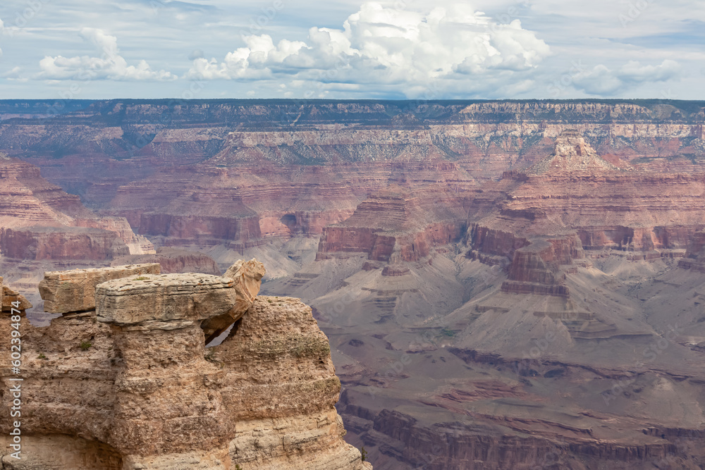 Massive rock formation with panoramic view of O Neill Butte seen from ...