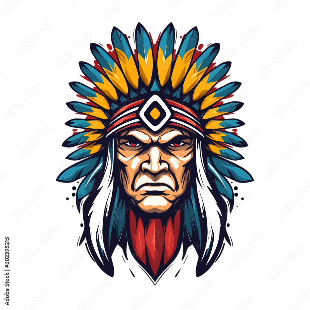 Vetor do Stock: Apache Warrior Mascot Logo Design with Modern ...