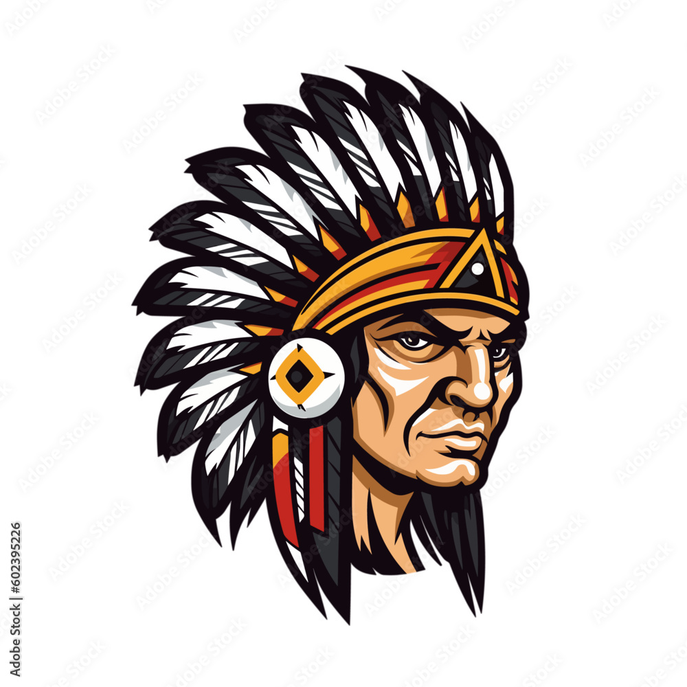 Unique Apache Warrior Illustration Concept for Sports and Esport Team ...