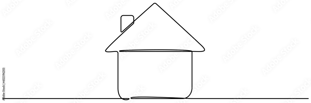House continuous line drawn. Home line art symbol. Vector illustration ...