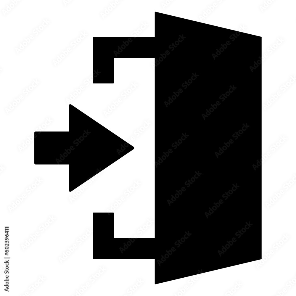 Black single exit entry in arrow icon, signin login file share import ...