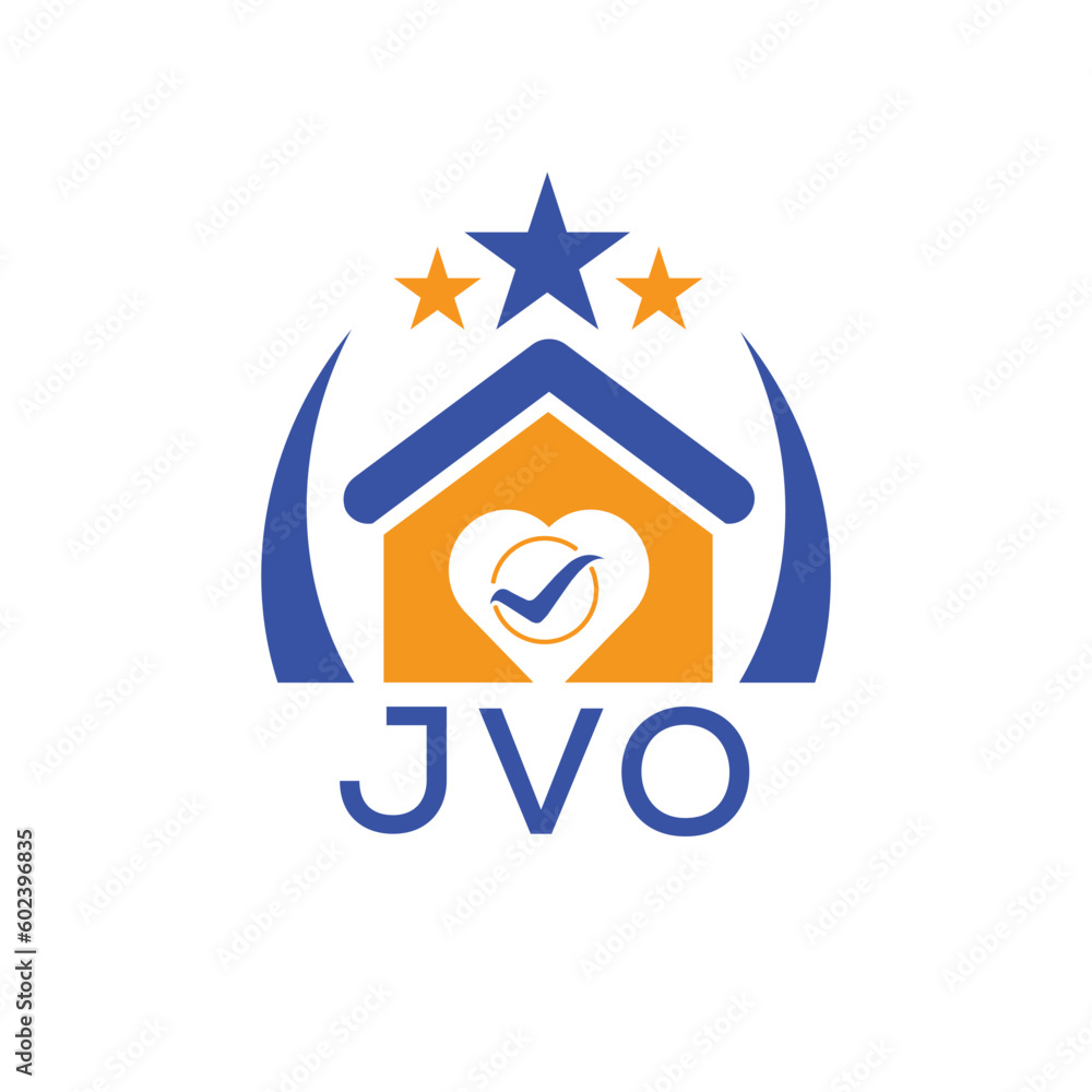 JVO House logo Letter logo and star icon. Blue vector image on white ...