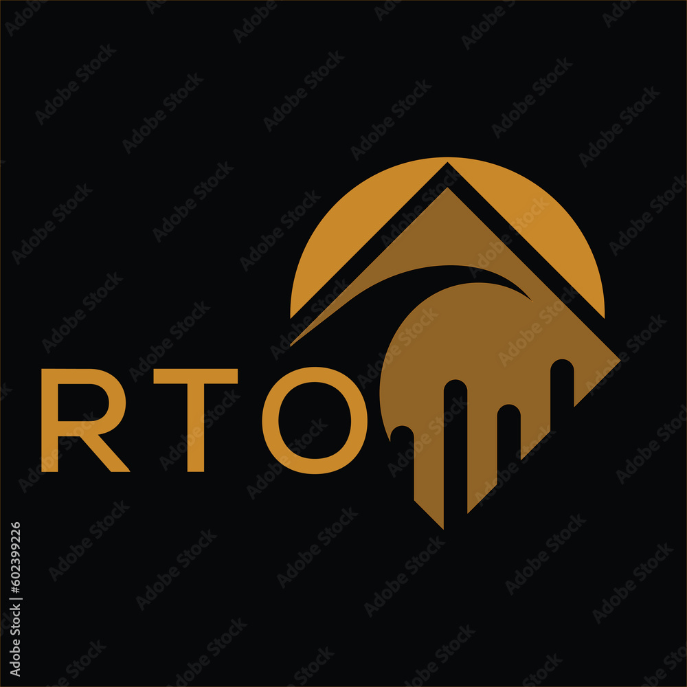 RTO golden color letter logo. RTO golden image on black background ...