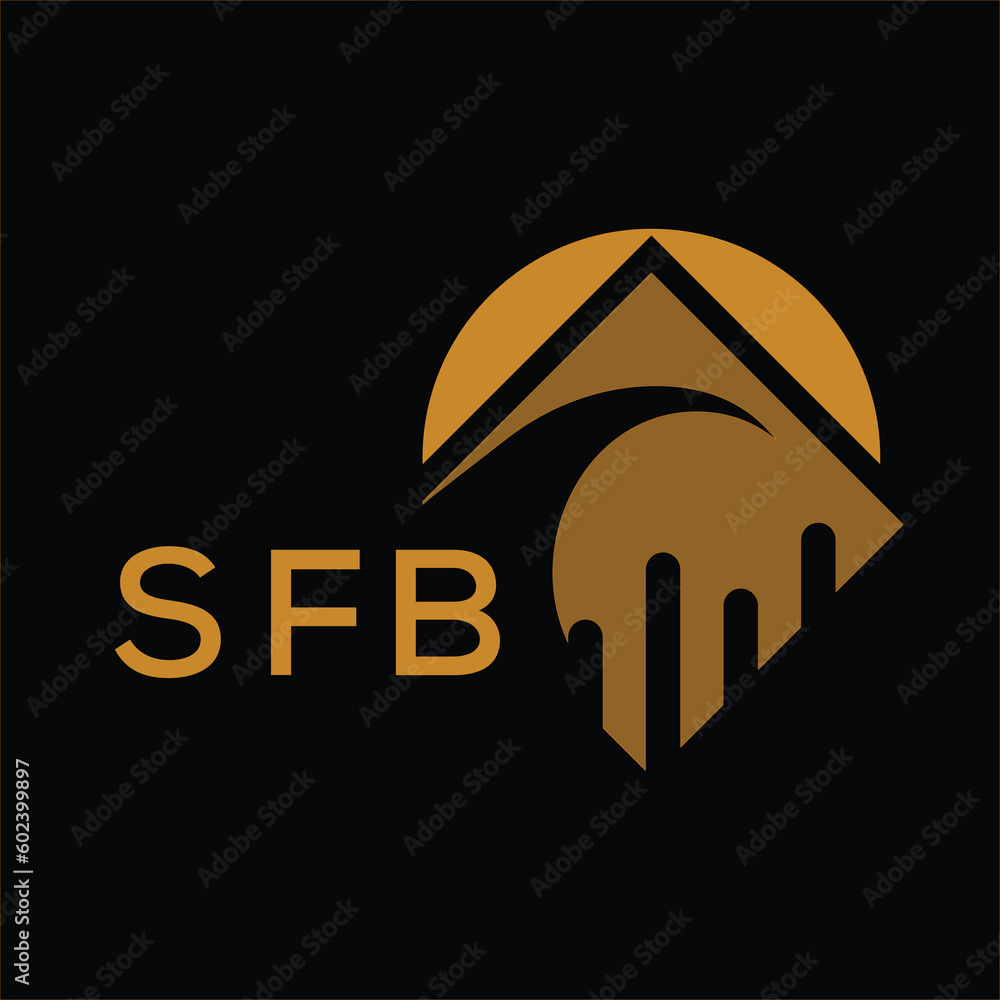 SFB golden color letter logo. SFB golden image on black background ...