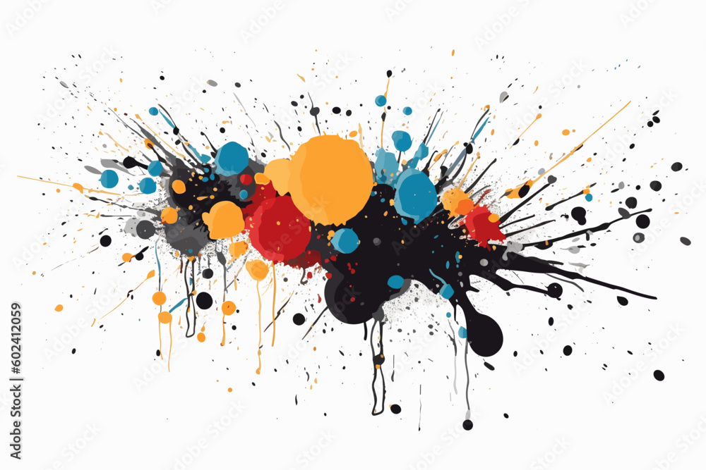 Doodle inspired Paint splatter, cartoon sticker, sketch, vector ...