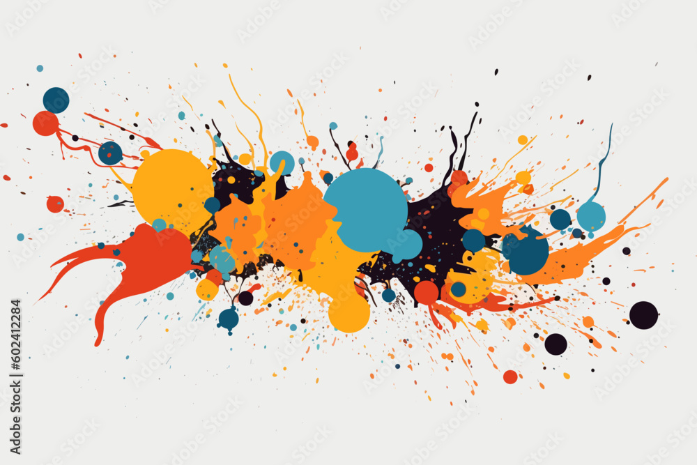 Doodle inspired Paint splatter, cartoon sticker, sketch, vector ...