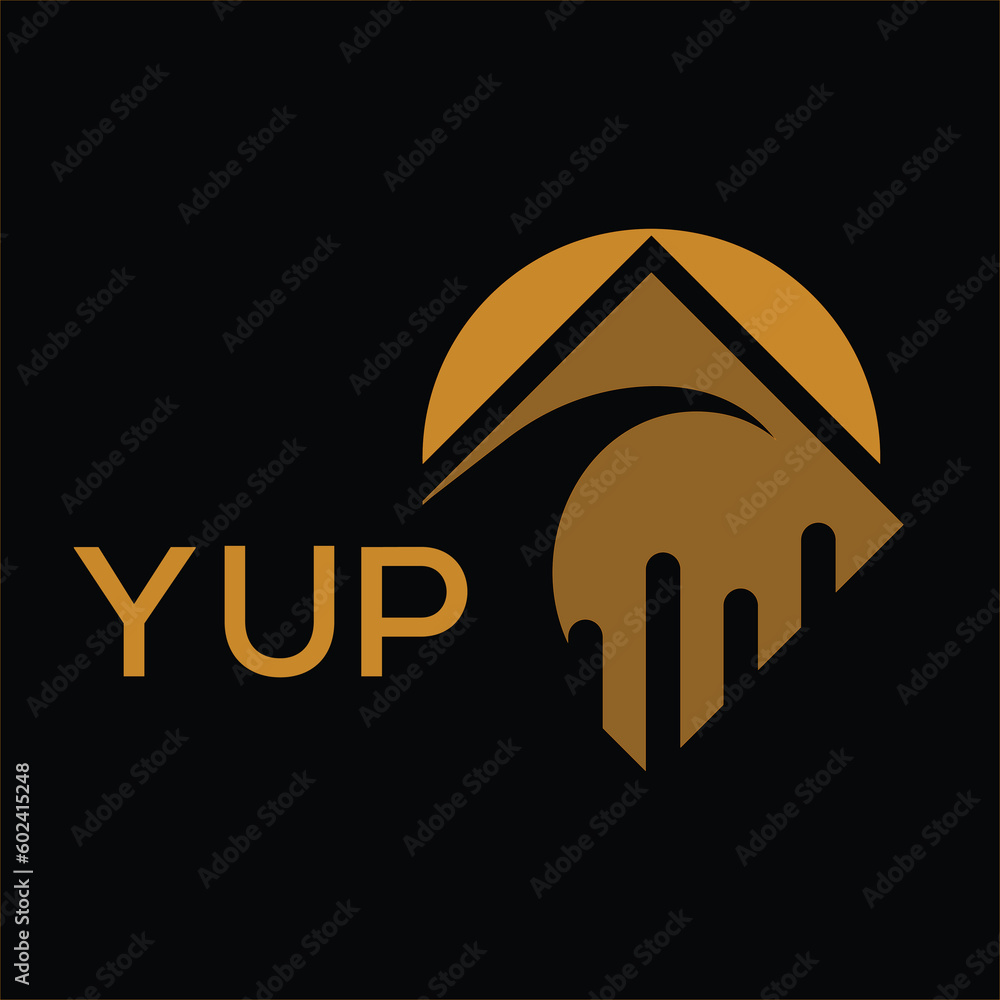 YUP golden color letter logo. YUP golden image on black background ...