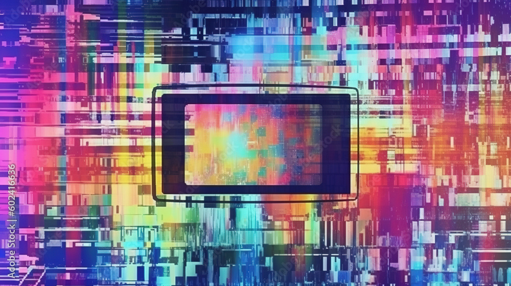 Digital pixel glitch abstract background overlay. Distorted broken CRT ...