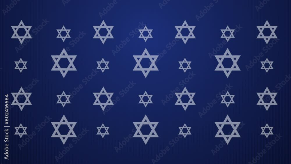 Gold jewish bible star of david symbol on animated blue background ...