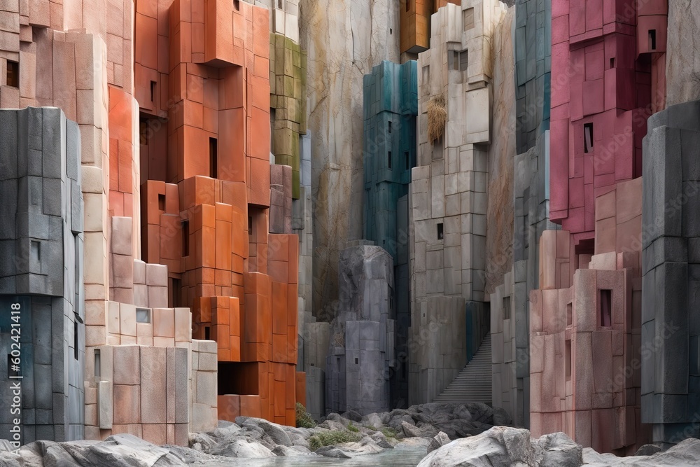 Natural brutalist architecture embedded in massive tectonic plates ...