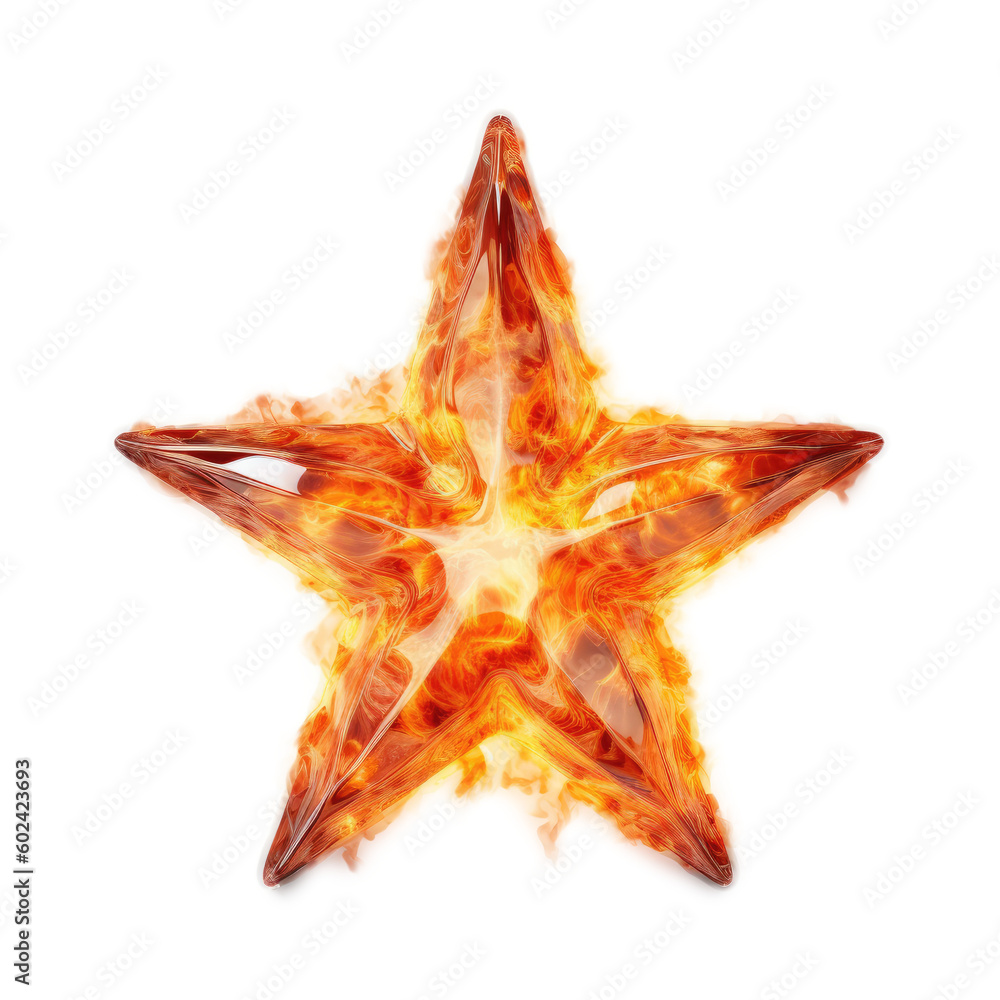 Burning star on fire isolated on white, transparent background, PNG, ai ...