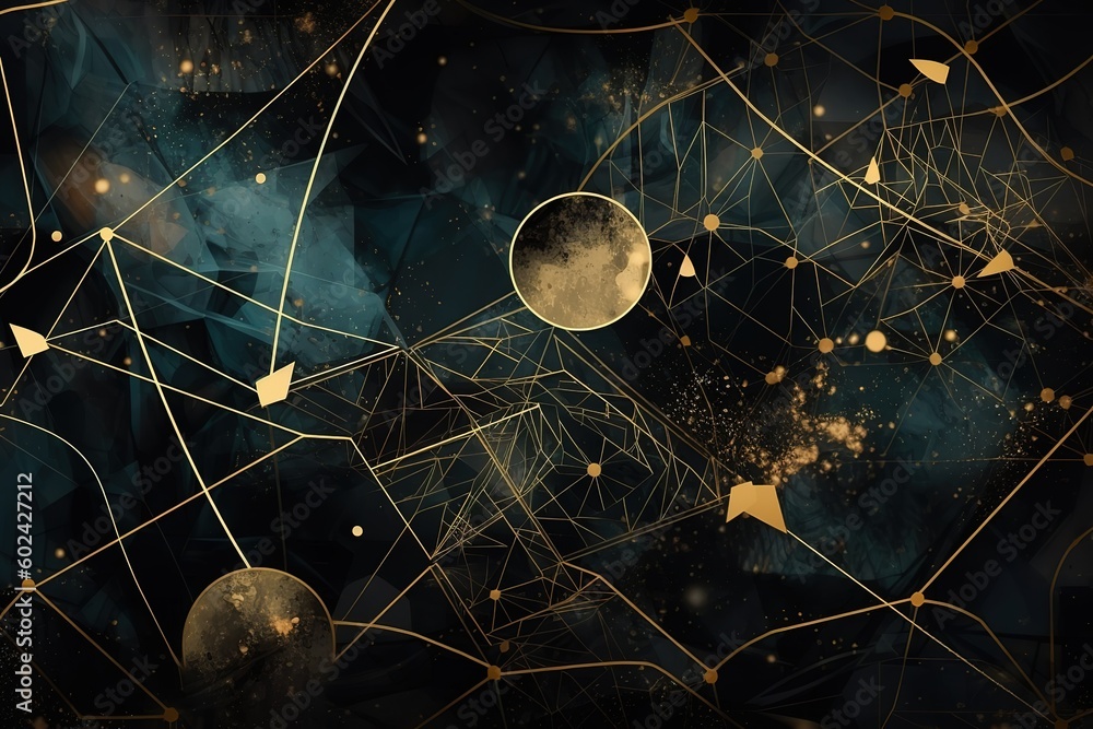 abstract cosmic background with gold metallic foil and marbled textures ...