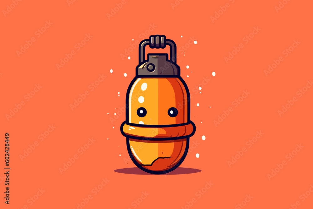 Doodle inspired Stun grenade, cartoon sticker, sketch, vector ...