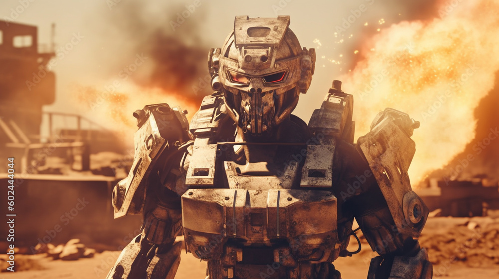 robot war robot humanoid android with artificial intelligence in war ...