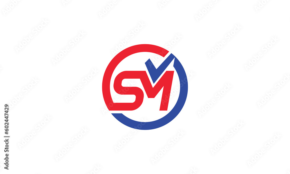 Initial SM letter with circle line logo SM abstract monogram, White ...