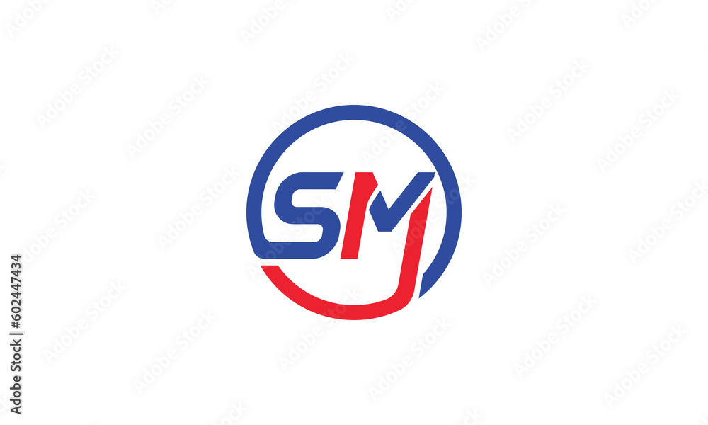 Initial SM letter with circle line logo SM abstract monogram, White ...