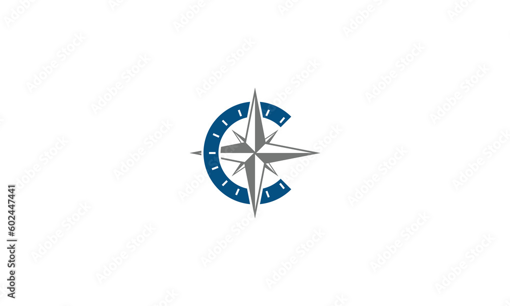 Letter C with compass logo initial letter compass with C letter icon ...