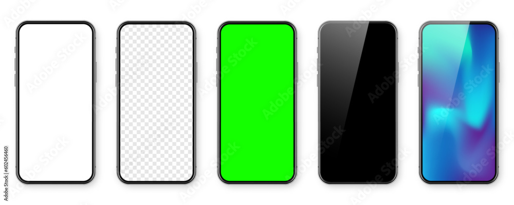 Smartphone with blank touch screen and abstract colorful wallpaper ...