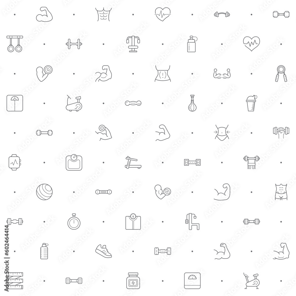 Vetor de Seamless pattern with muscle icon on white background ...