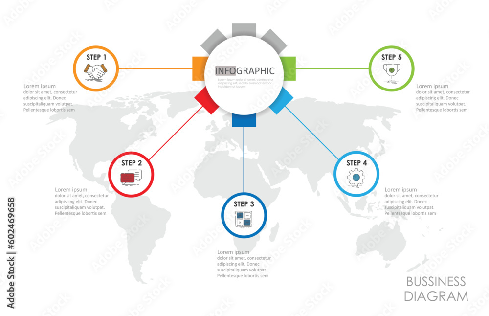 bussiness diagram circular layout chart project timeline diagram with 5 ...