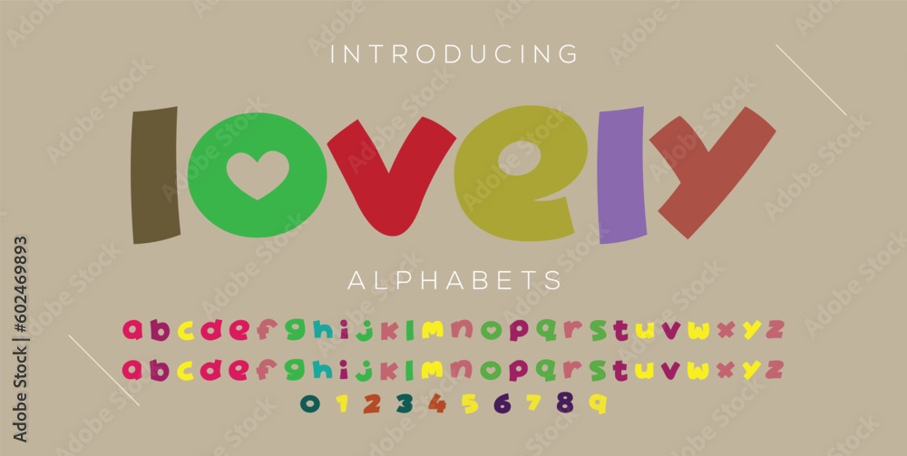 LOVELY colorful alphabet, playful letters, funny festival font for ...